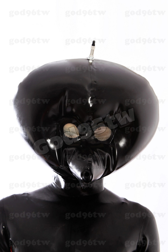100% Latex Rubber Gummi Inflatable Mask 0.8mm Hood Catsuit Wear Costume ...